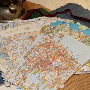 Vintage Map Book Pages | Junk Journal Ephemera Kit Street Maps ...