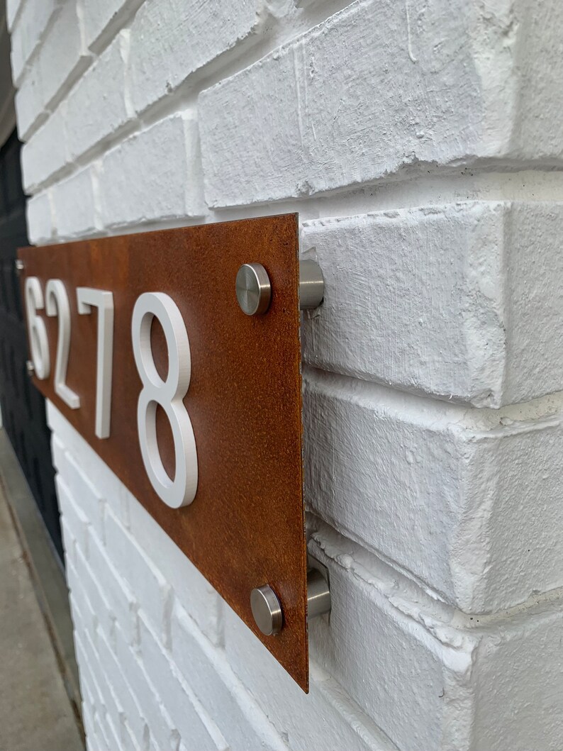 Highland Rust House Numbers Modern House Numbers Sign Steel - Etsy