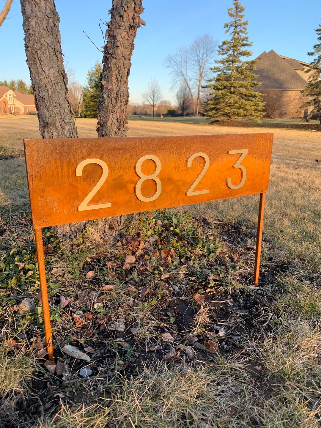 Morrison Rust House Numbers Modern House Numbers Sign Steel - Etsy