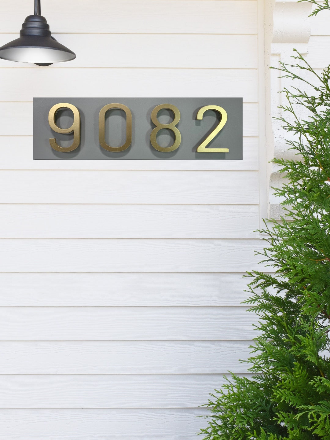 Colfax Modern Floating Numbers House Sign. Address Plaque. Cement Gray ...