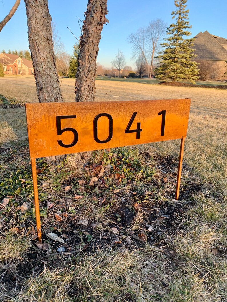 Morrison Rust House Numbers Modern House Numbers Sign Steel - Etsy