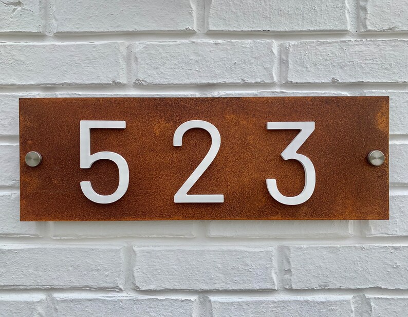 Lodo Rust House Numbers Modern House Numbers Sign Steel - Etsy