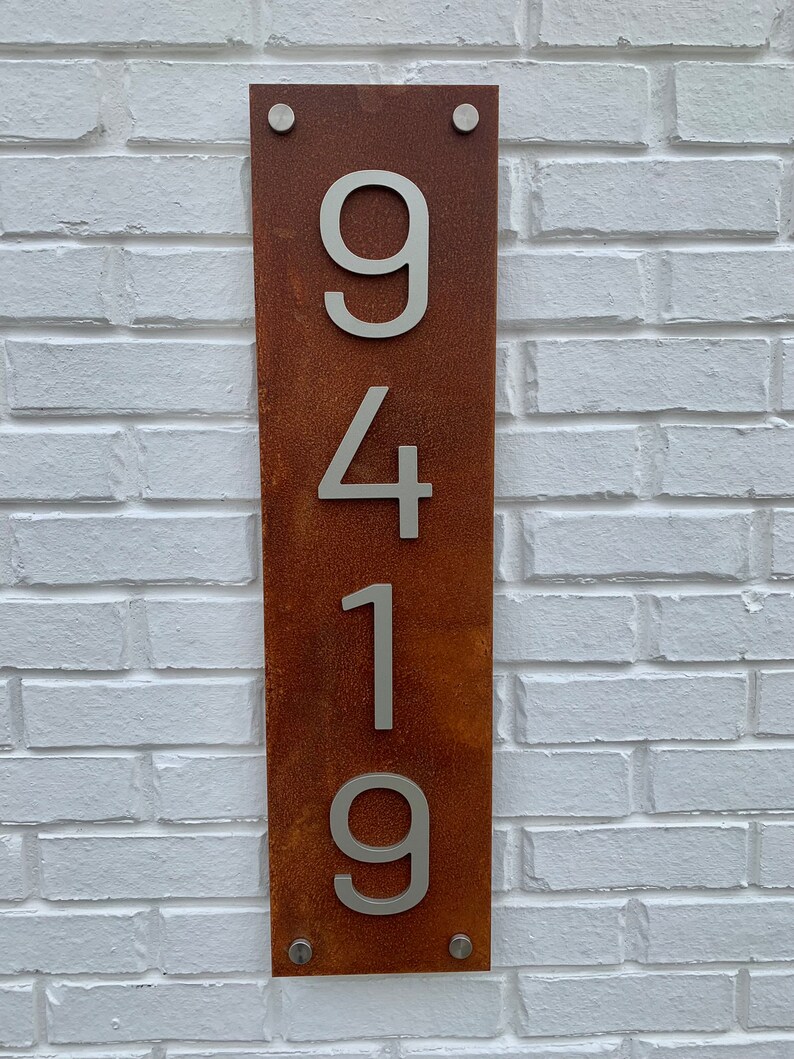 Highland Rust House Numbers Modern House Numbers Sign Steel - Etsy