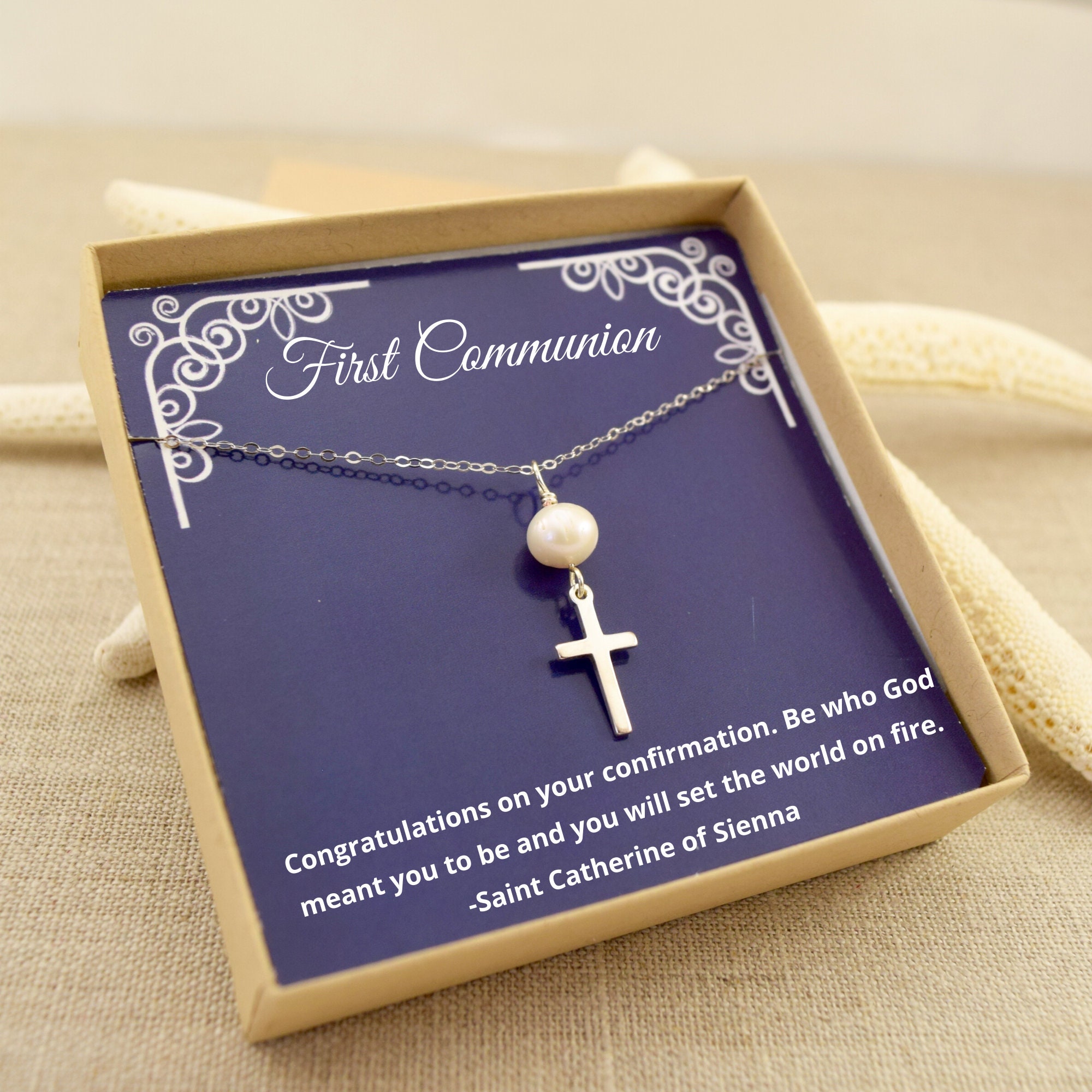 First Holy Communion Necklace Gift Girl Christening Gift | Etsy