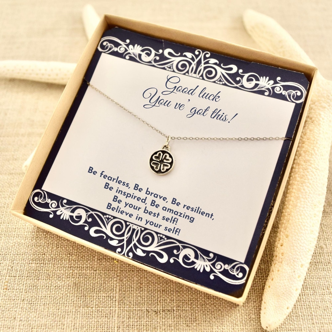 Good Luck Gift Necklace for Woman, New Beginnings Gift, Dainty Clover ...