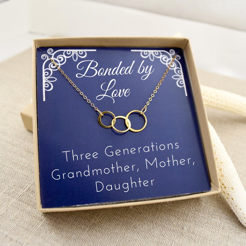 Three Generations Necklace Generations Necklace Birthday | Etsy