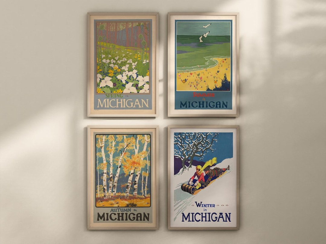 Seasons in Michigan Art, Set of 4 - Etsy