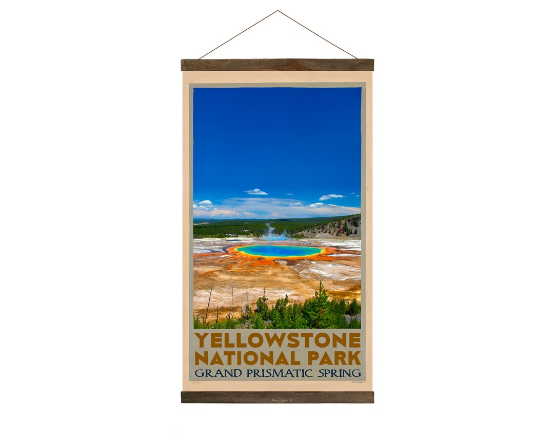 Frame Included 36x20, Yellowstone Grand Prismatic Art Rip-proof ...
