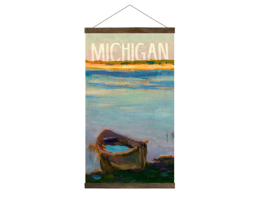 Frame Included! 30"x20", Michigan Shore Art - Rip-proof Material - FREE ...