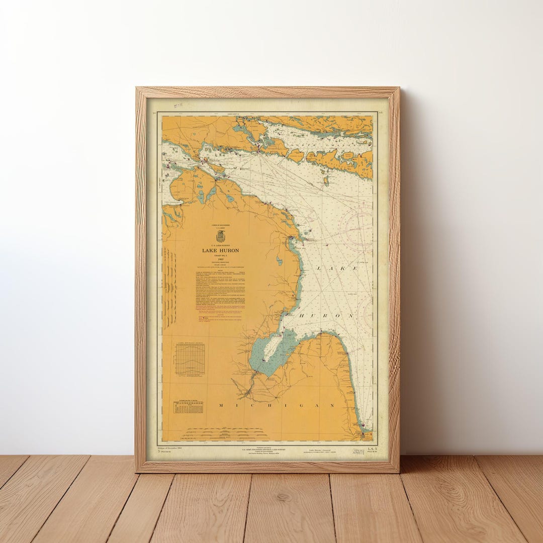 Lake Huron Vintage Chart Art - Etsy