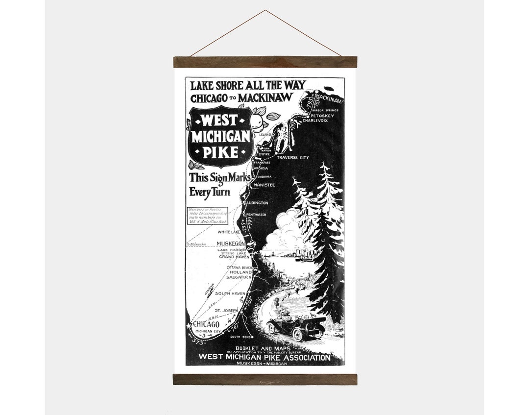 Frame Included 36x20, West Michigan Pike Vintage Travel Advertisement ...