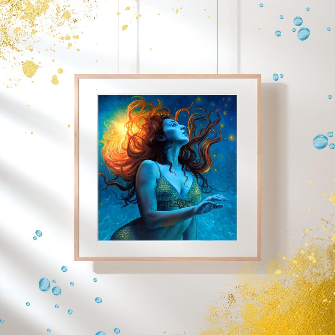 Fire & Water - Art Print - Elemental Fantasy Mermaid Mermay Art by ...