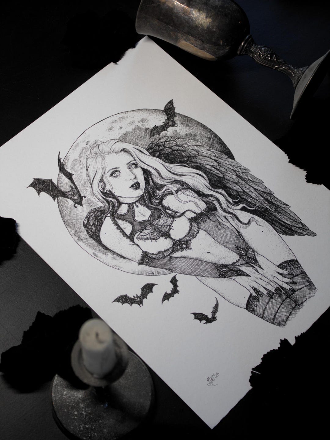 Nocturnal - ORIGINAL DRAWING - Gothic Fantasy Dark Art Ink Drawing by ...