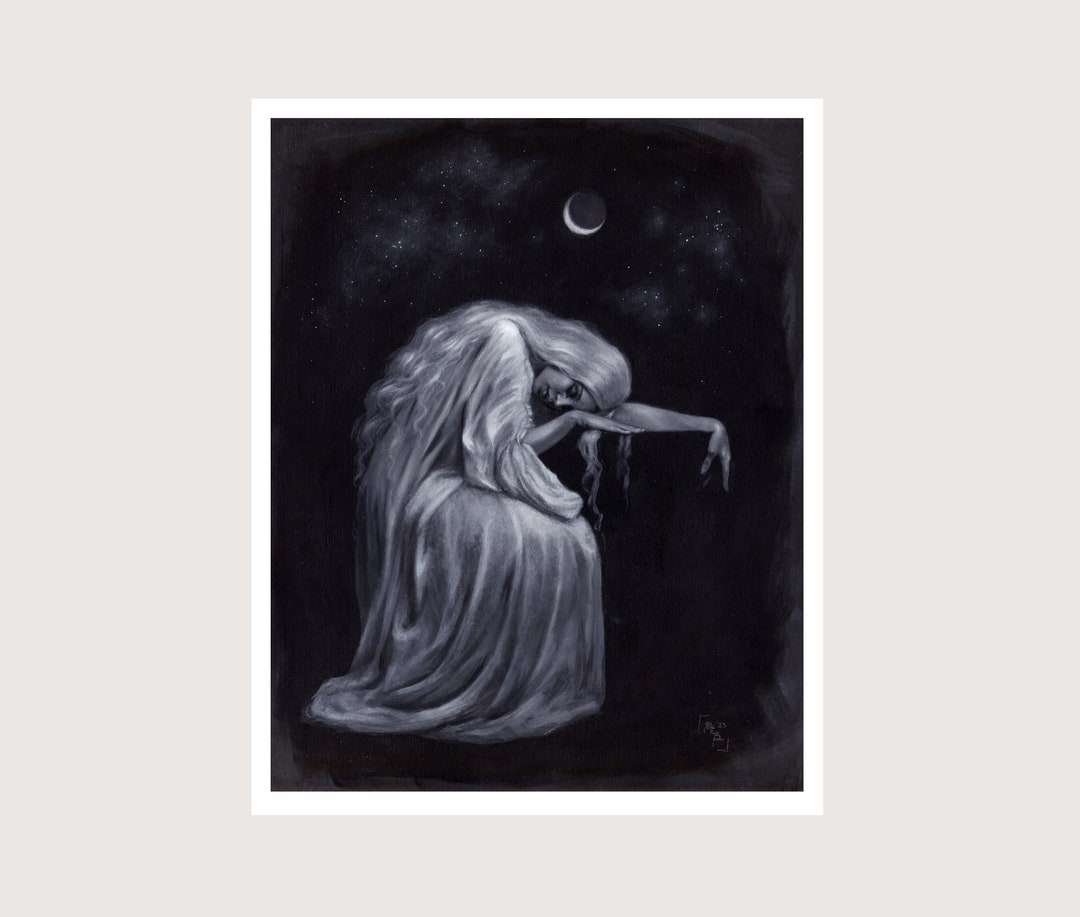 Dark Art Print: Gothic Moon, Stars, and Faery -promise by Brynn ...