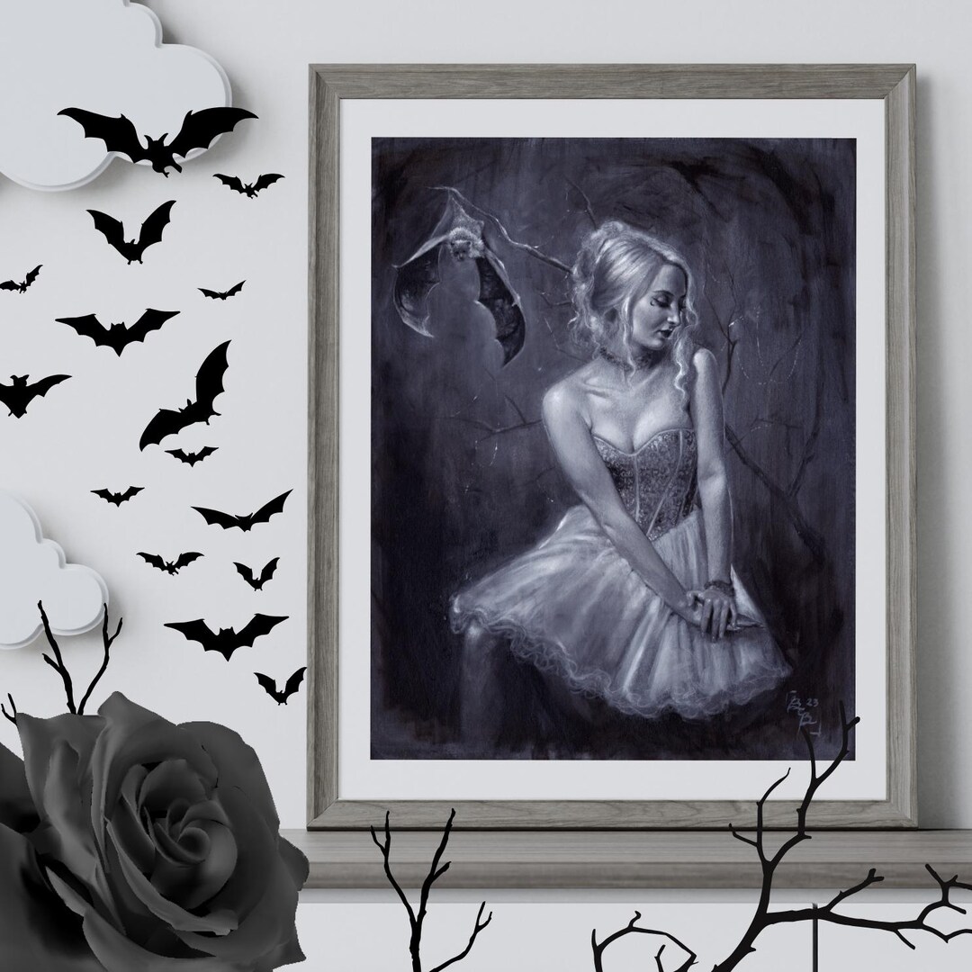 Charming - Art Print - Gothic Dark Halloween Bat Witchy Fantasy Art ...