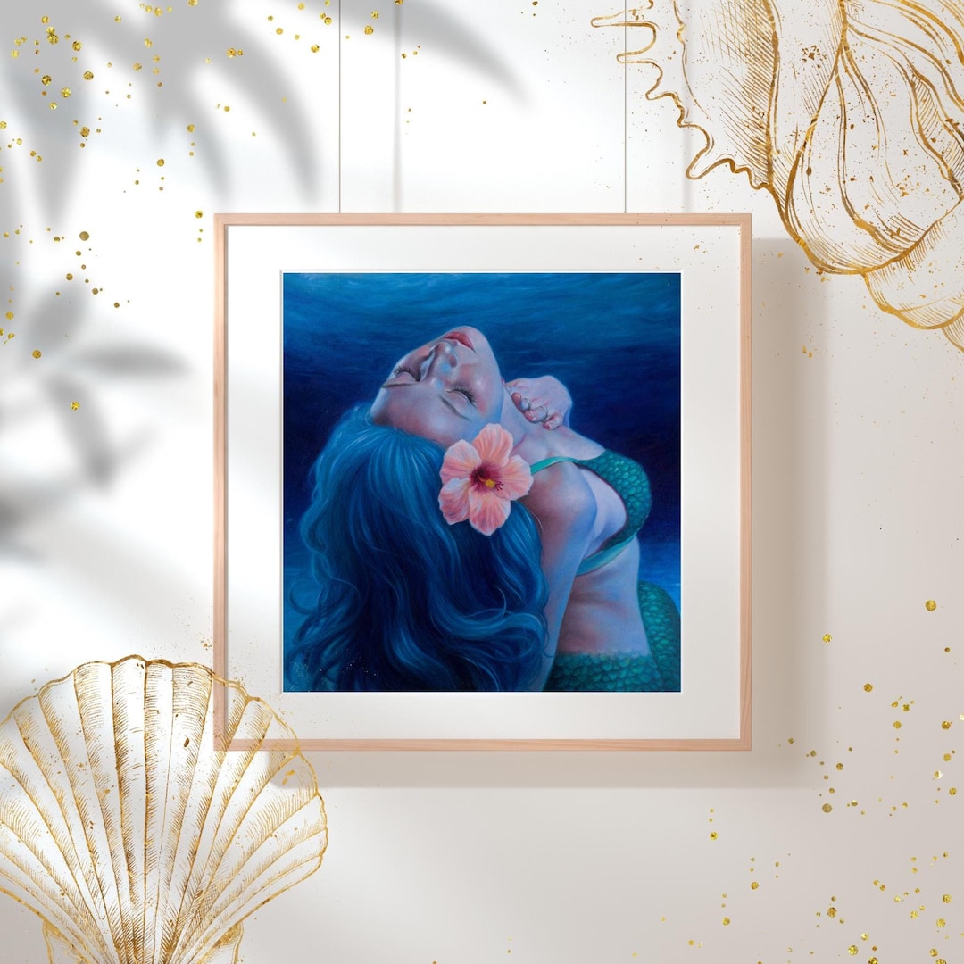 Harmony - Art Print - Fantasy Mermaid Mermay Tropical Hibiscus Art by ...