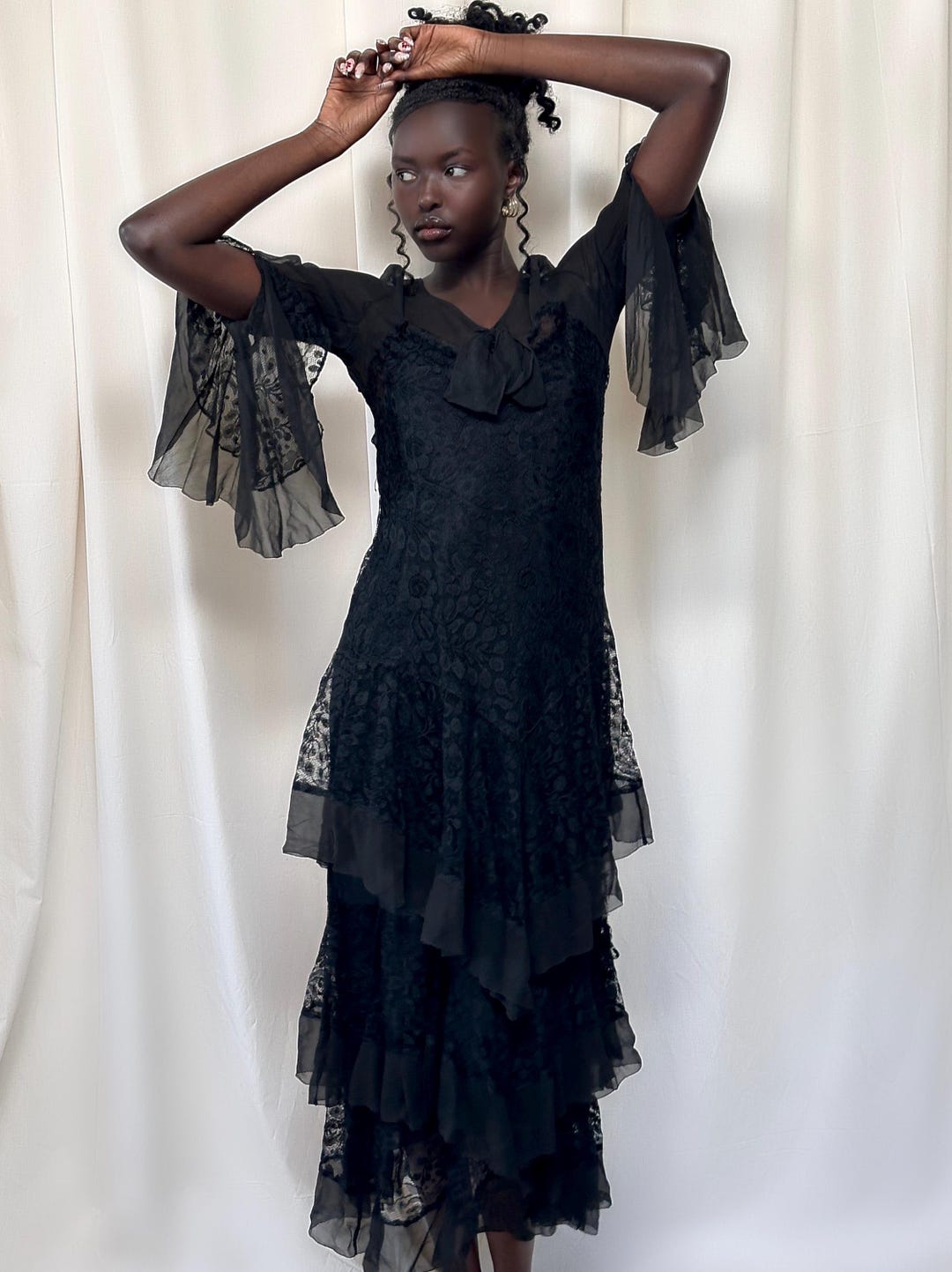 Vintage 1920’s Flapper Layered Chiffon & Lace Dress - Etsy