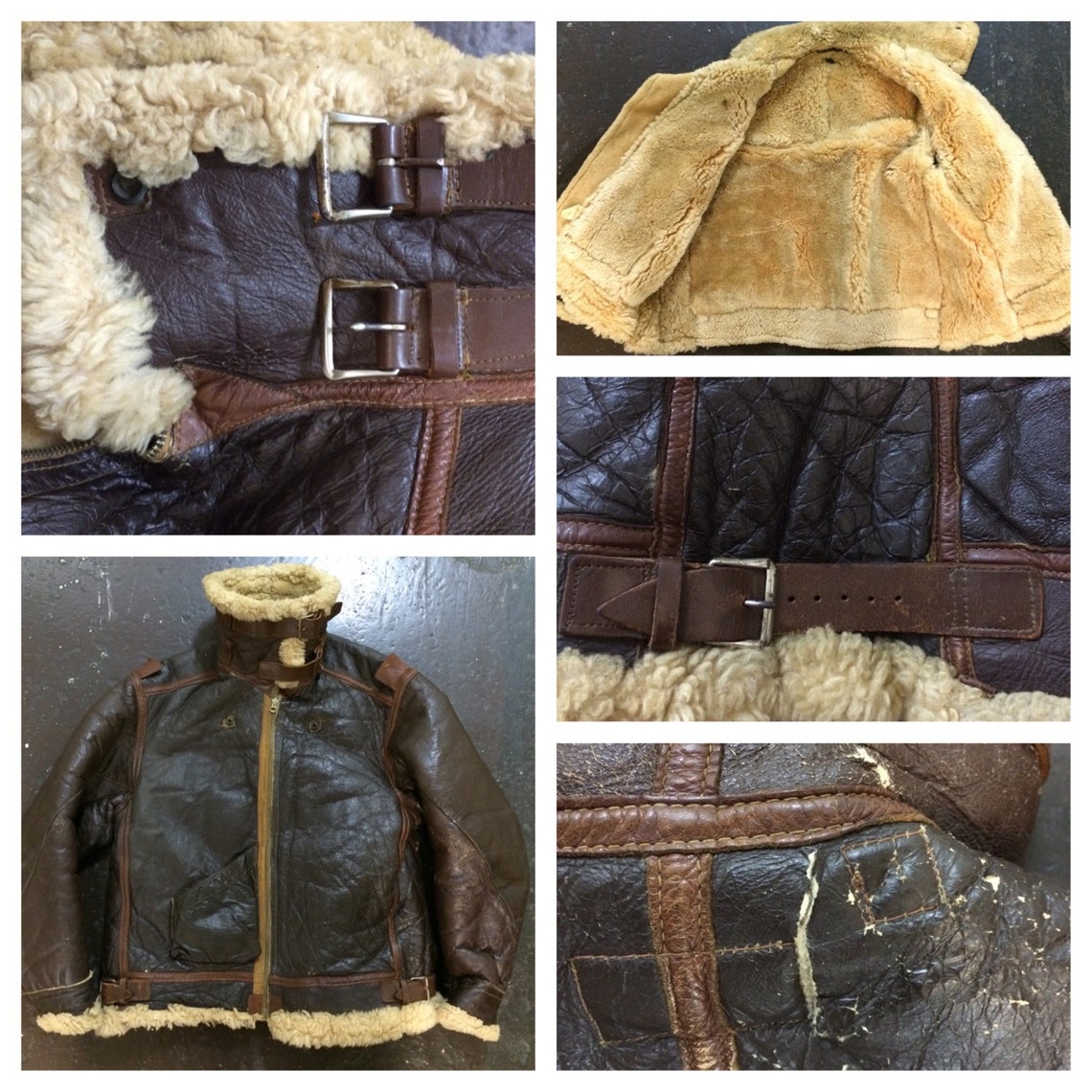 Original WWII B-3 shearling leather bomber jacket rare size 46 | Etsy