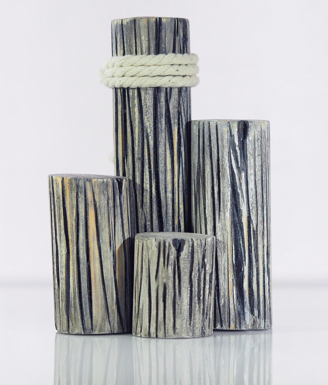1:12 Scale Solid Wooden Ocean Pillars Set of 4 (barnyard Grey) - Etsy