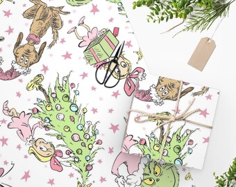 Pink Grinch Wrapping Paper - Etsy