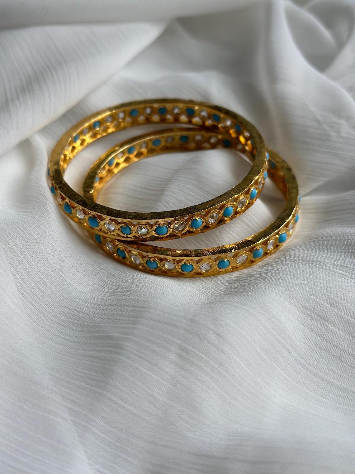 Jadau Gold Plated Firoza Polki Necklace Set | Turquoise, Pearls, Indian ...