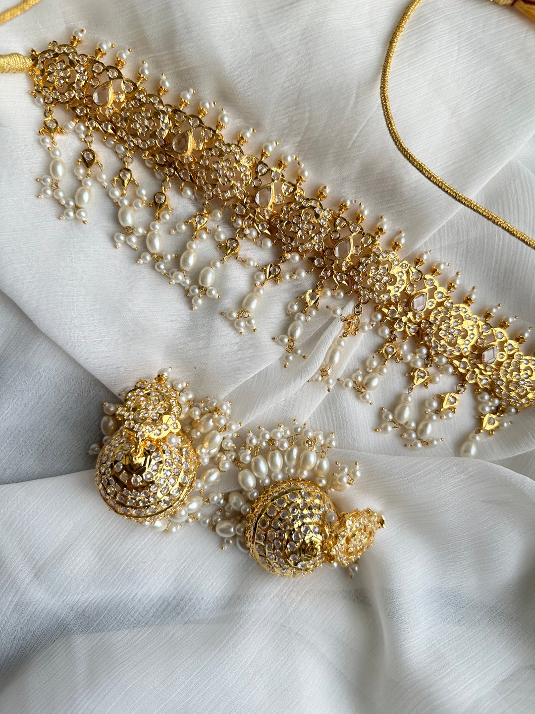 Sakina Pearl Guluband and Jhumka Set - Etsy