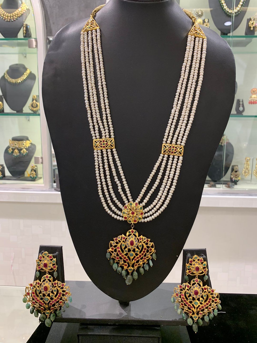 Rani Haar With Real Pearls, Emeralds and Rubies | Hyderabadi Style ...