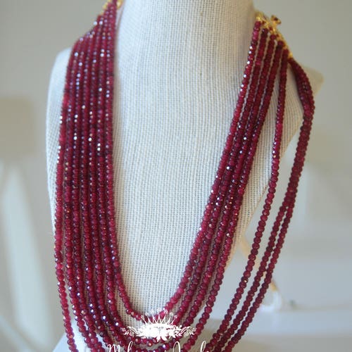 Sadaf 7 String Ruby Mala Natural Ruby Necklace Faux Rubies - Etsy