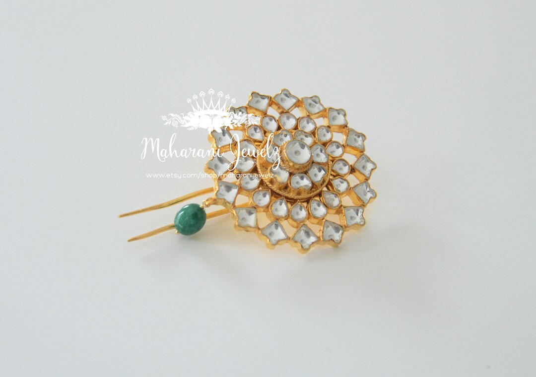 Shilpa Gold Plated Kundan Bridal Hair Pin/juda Pin/ Hair Bun Pin/ Kalgi ...