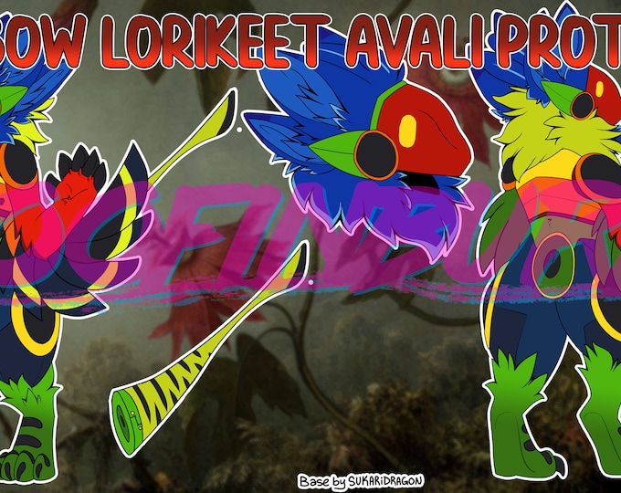 Rainbow Lorikeet Avali Protogen Hybrid - Parrot Bird Protovali OC ...