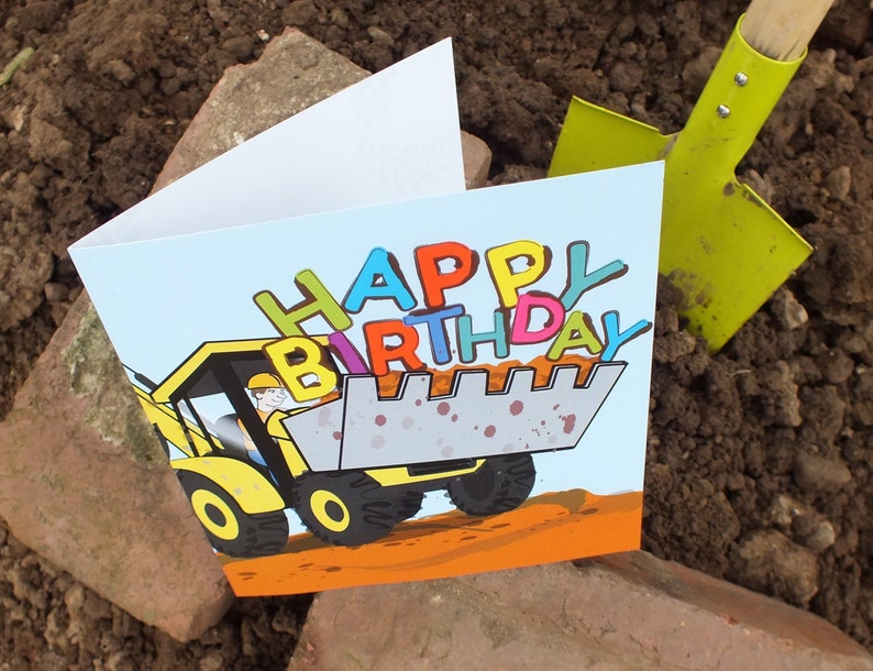 Digger Birthday Card Happy Birthday Greetings Card | Etsy