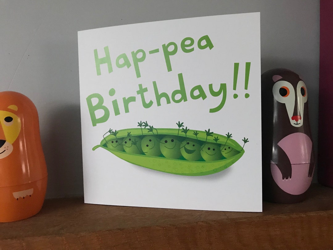 Hap-pea Birthday Card - Peas in a Pod Illustrated Greetings Card - Etsy