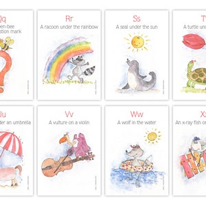 Printable Flashcards Alphabet Funny Animals ABC Illustrated - Etsy Canada