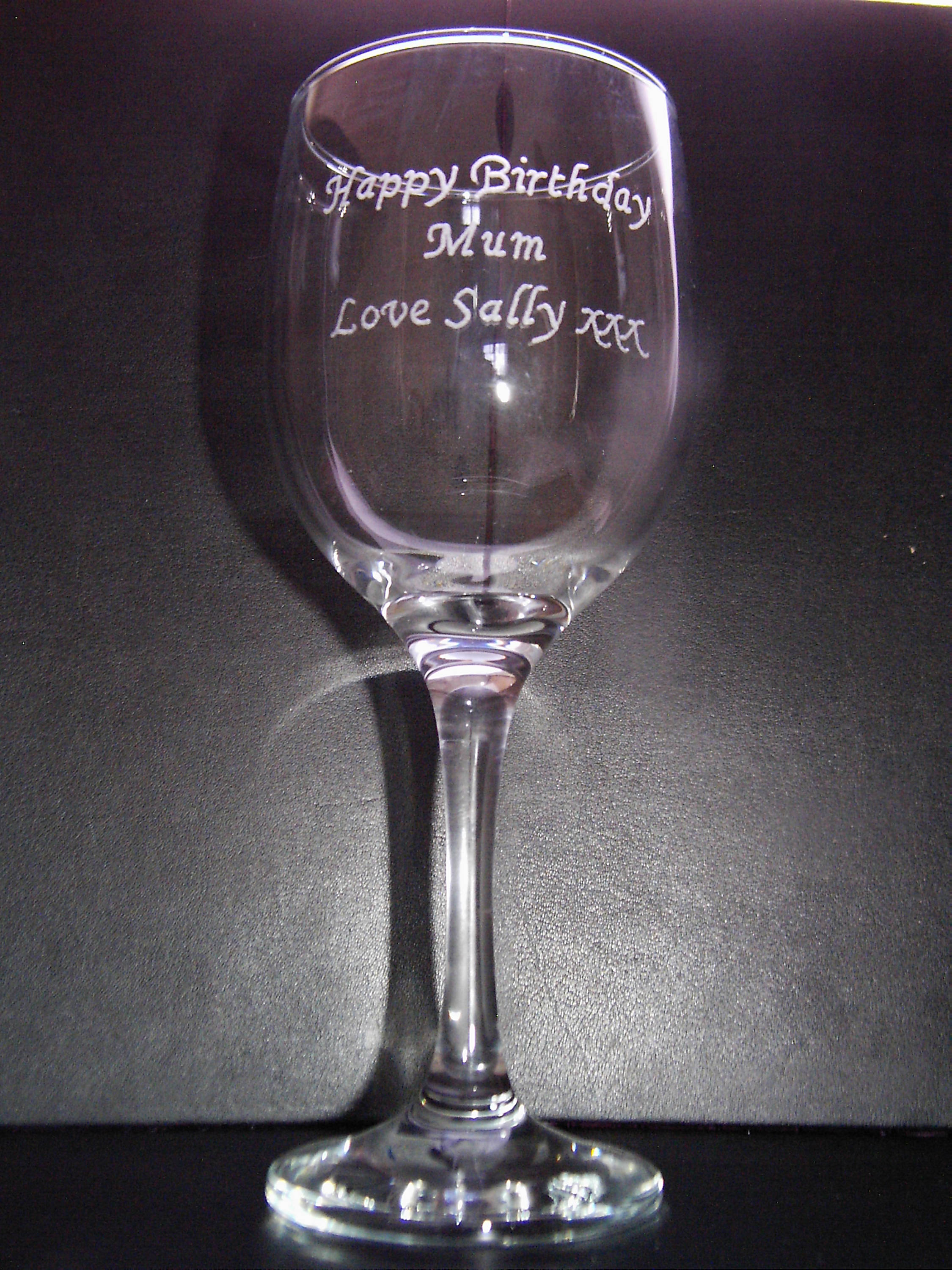 Personalised Hand Engraved Wine Glass Engraved With Happy Etsy