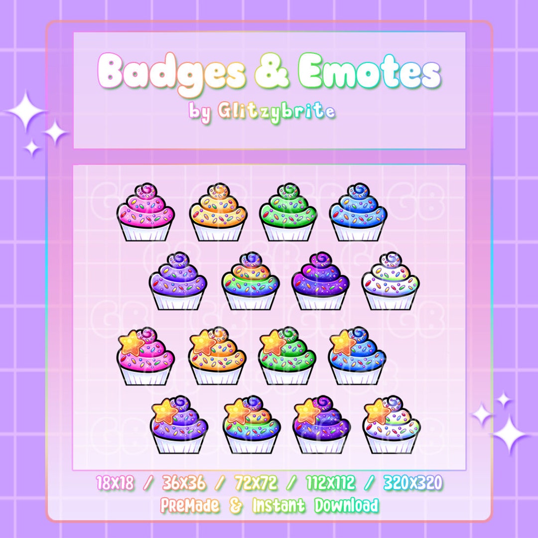 Cute Cupcakes - Twitch Emotes Badges Sub Bits Discord - Etsy