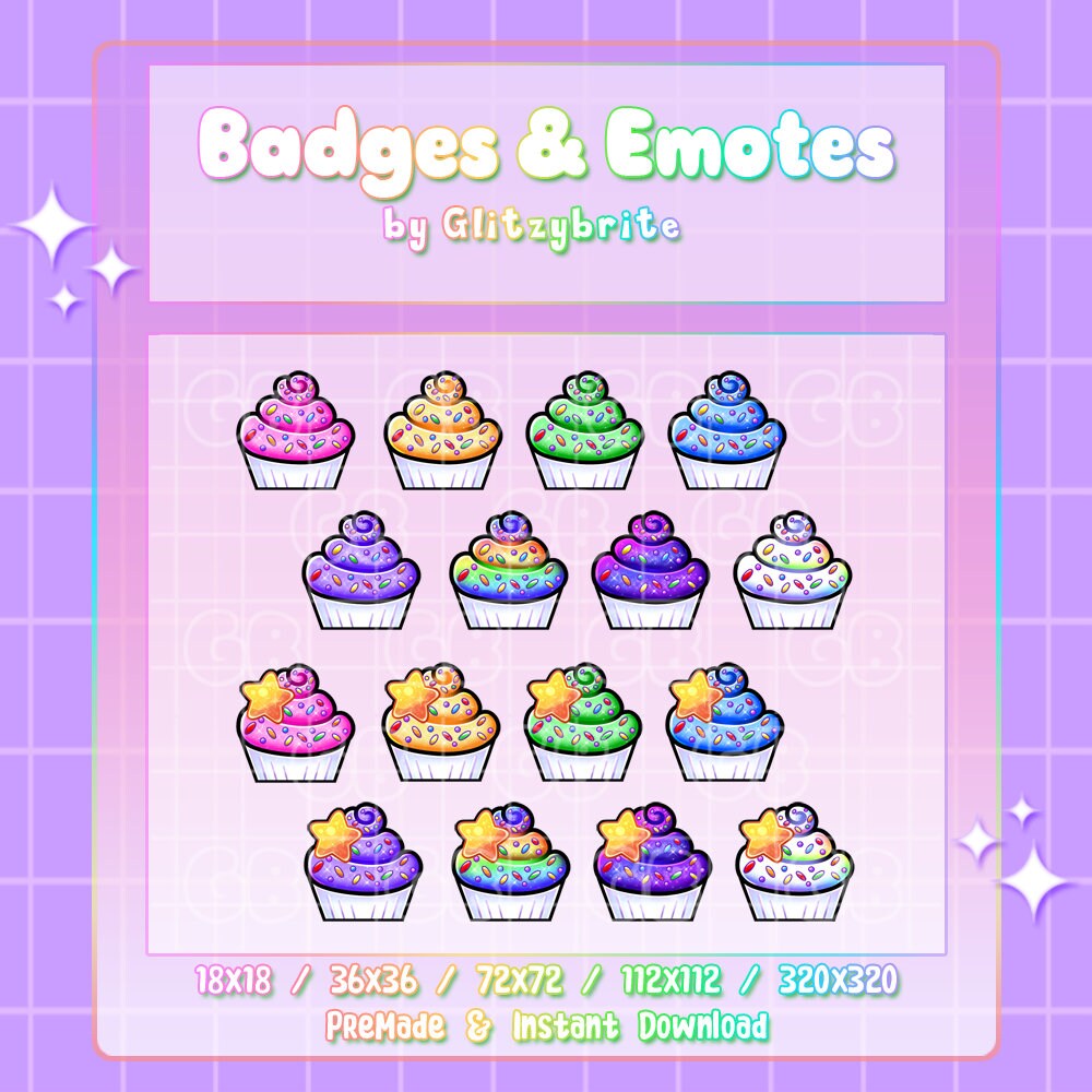 Cute Cupcakes Twitch Emotes Badges Sub Bits Discord - Etsy