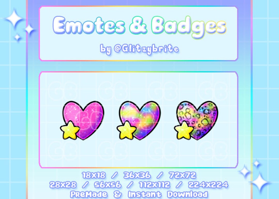 90s Neon Hearts - Twitch Emotes Badges Premade Streamer - Etsy