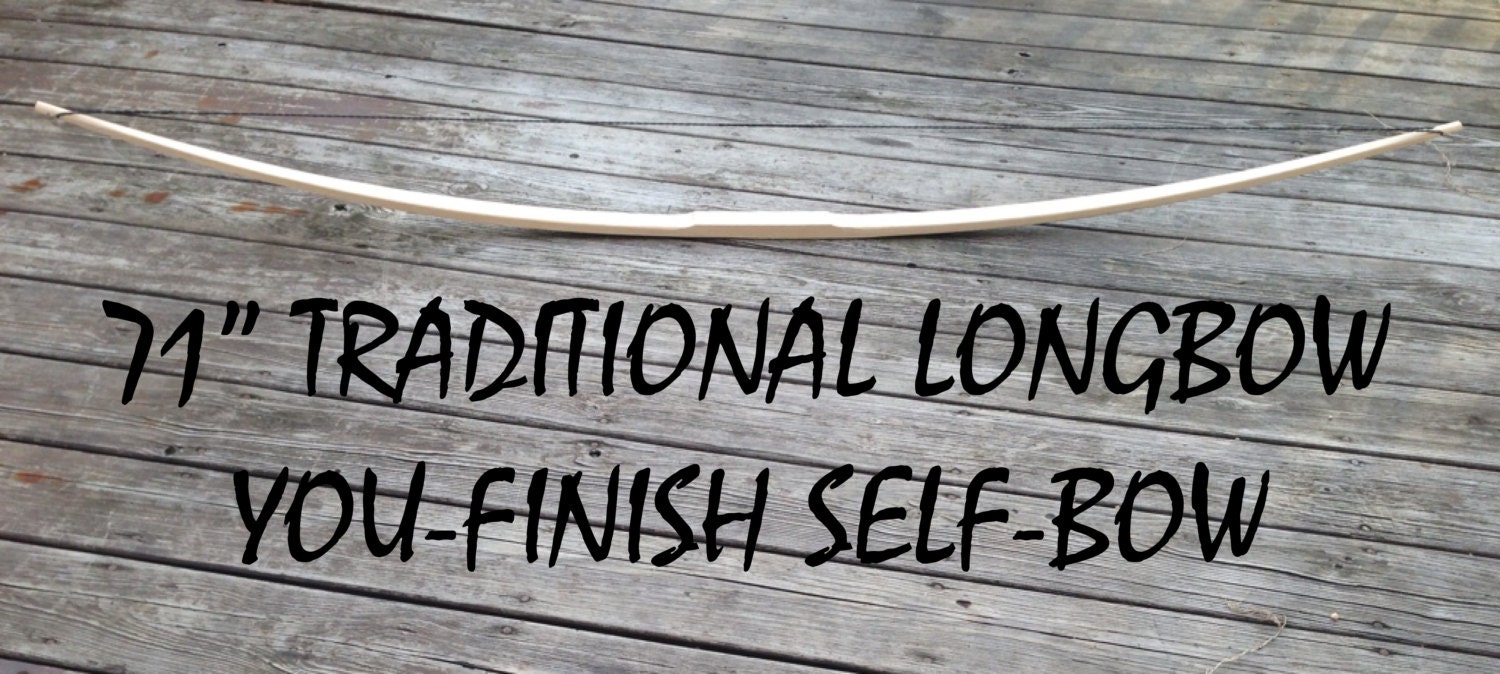71" You-finish Competition or Hunting Bow - Hickory Longbow - Custom ...