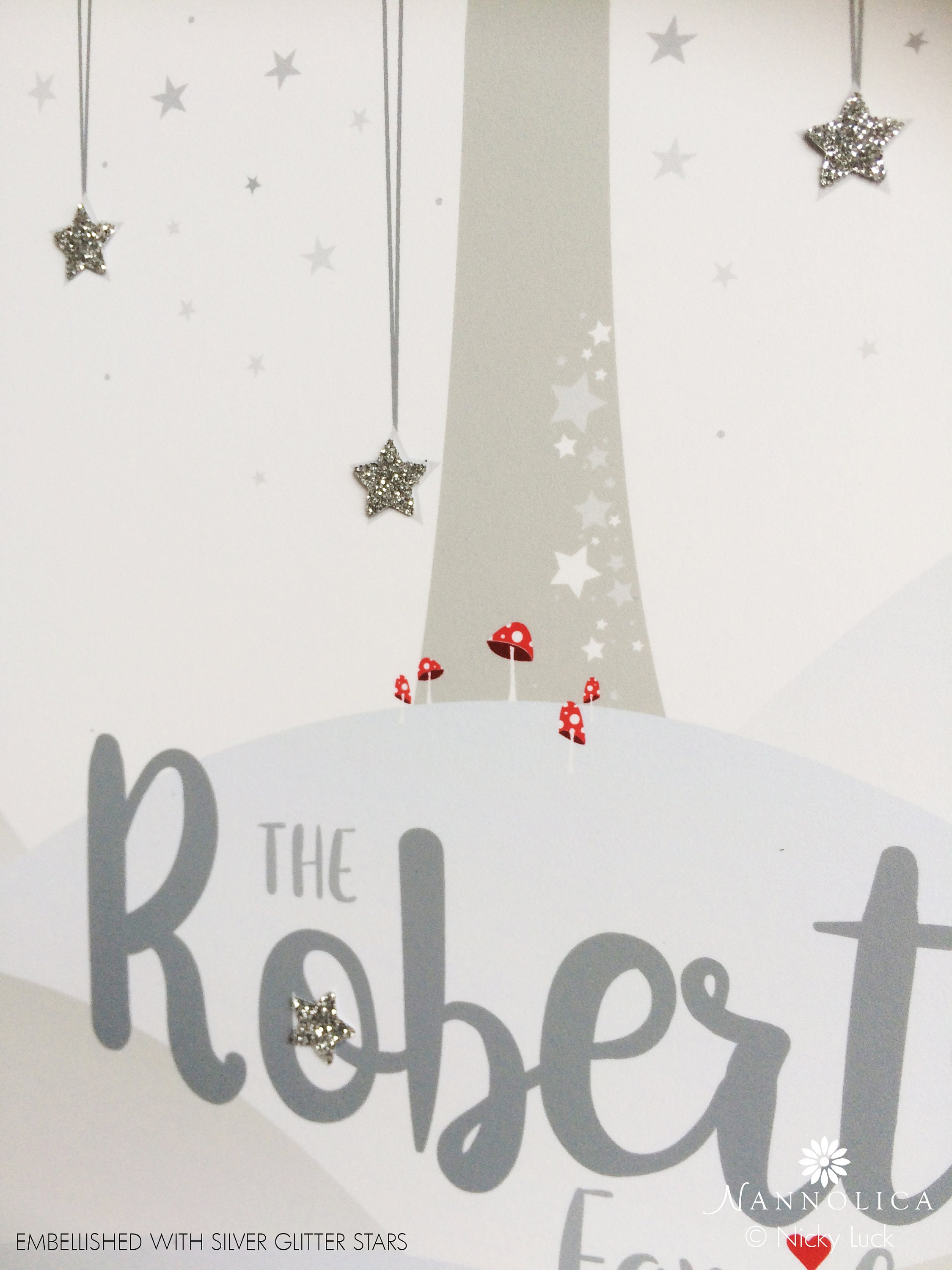 Personalised Family Tree Print, Grey Tree With Red Hearts and Rainbow ...