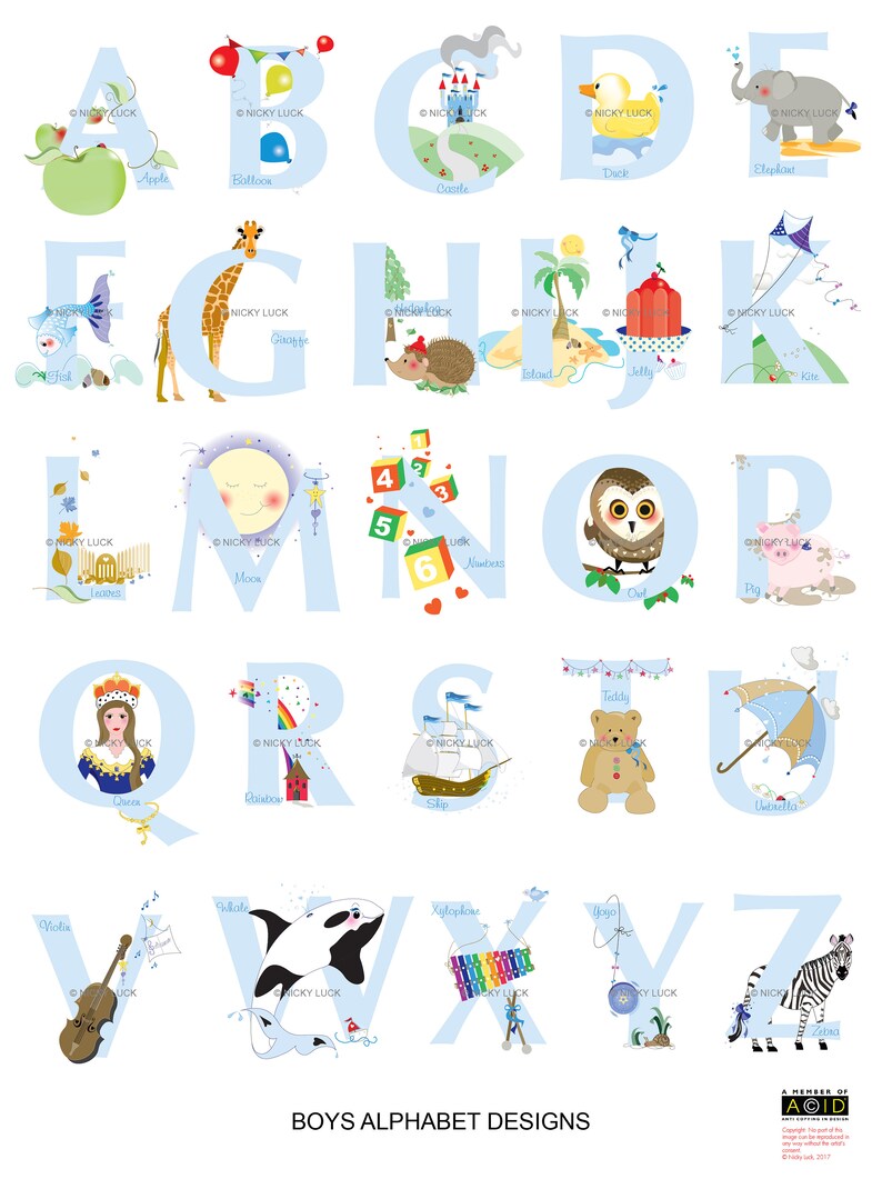 Personalised Alphabet Print Alphabet Print Alphabet Poster - Etsy