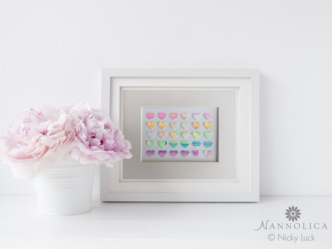 Heart Collage, Rainbow Heart Collage, Rainbow Heart Painting, Rainbow ...