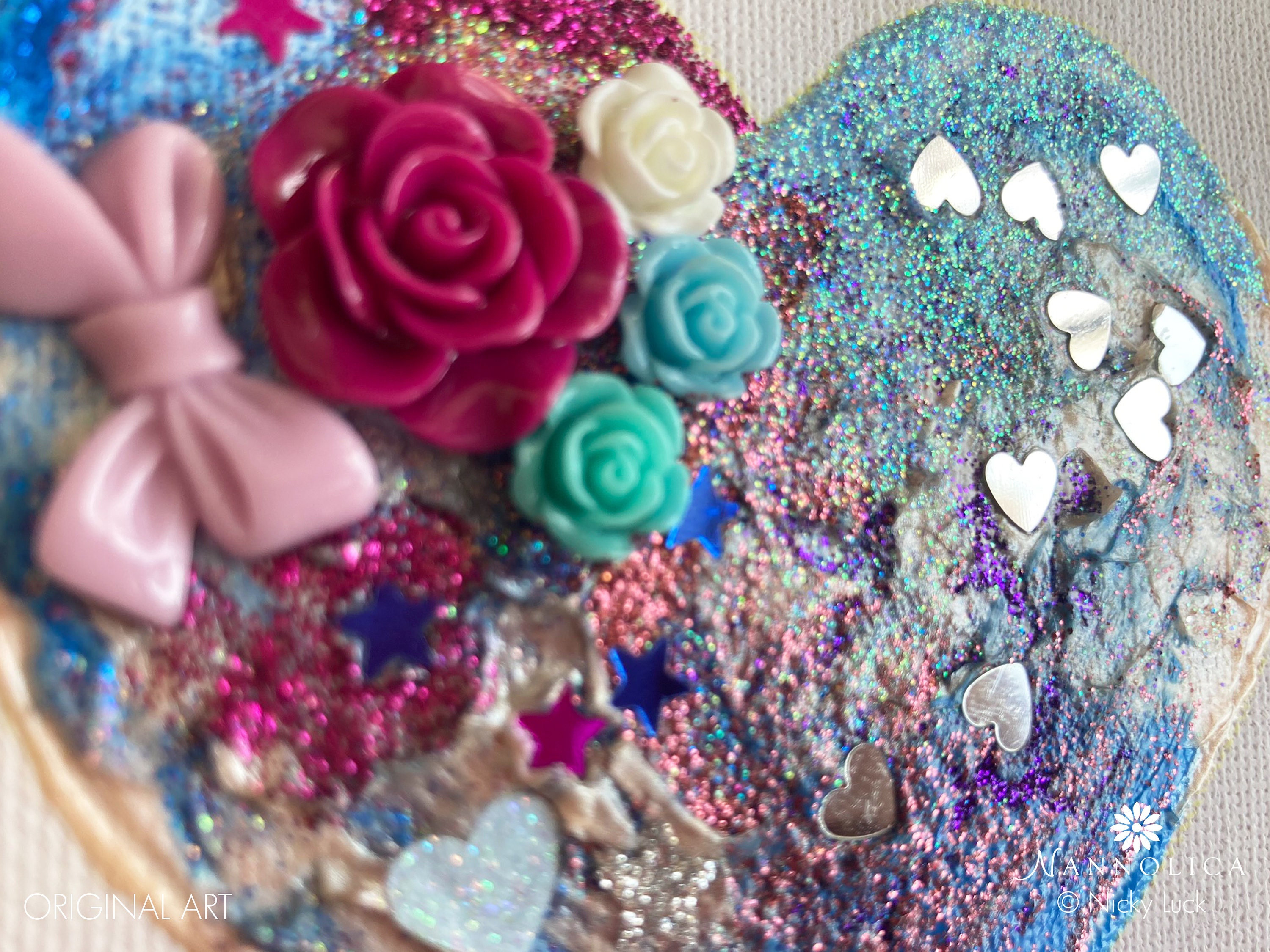 Heart Abstract Painting, Heart Mixed Media Painting, Blue Heart ...