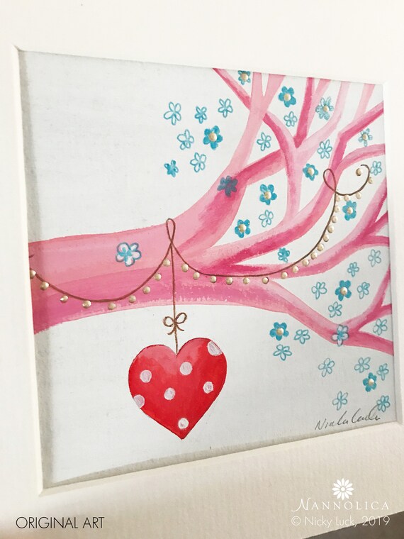 Pink Tree Painting Original Painting Original Art Blossom | Etsy