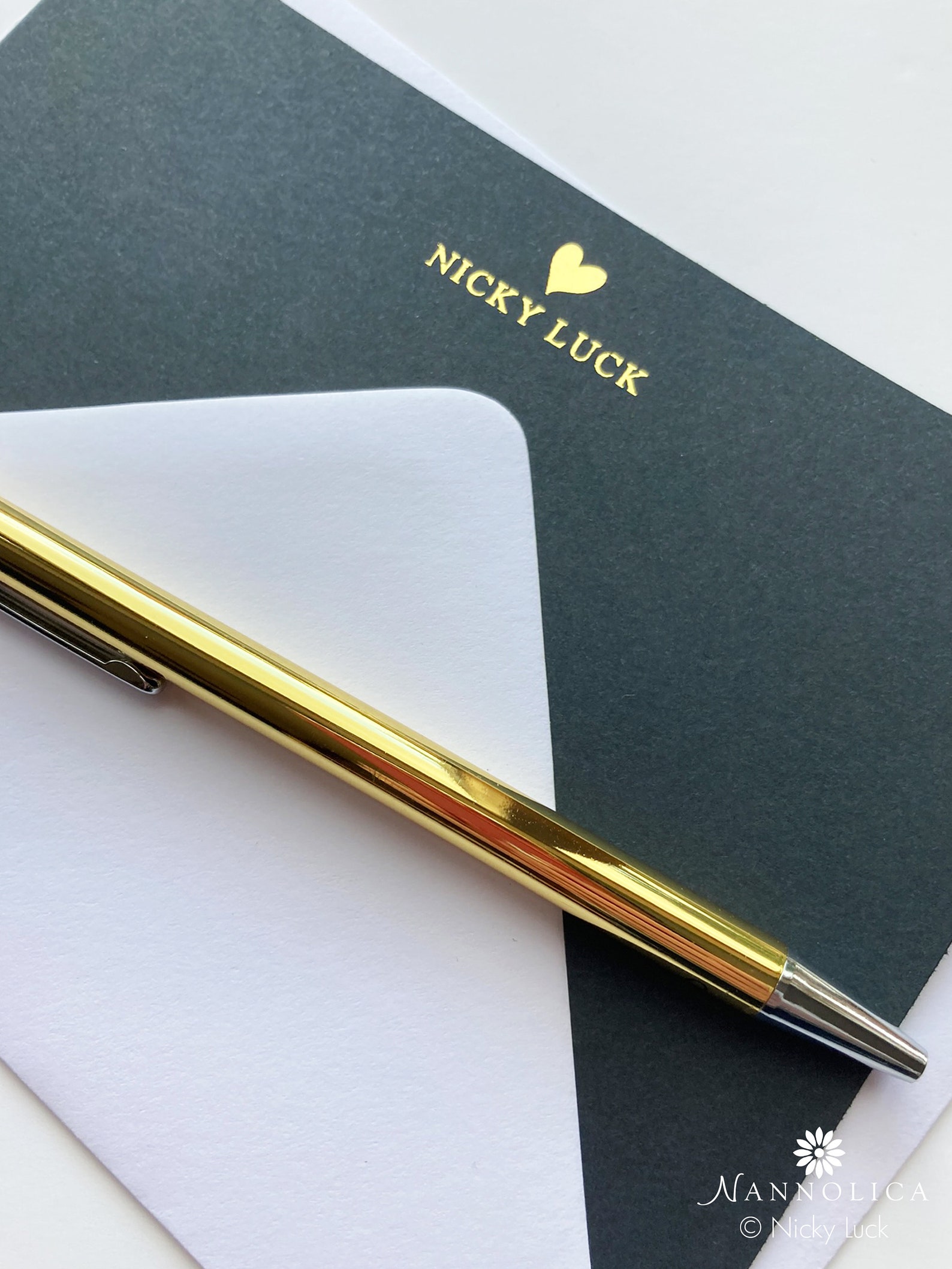 Personalised Gold Note Cards, Gold Foil Notecard Set, Monogram ...