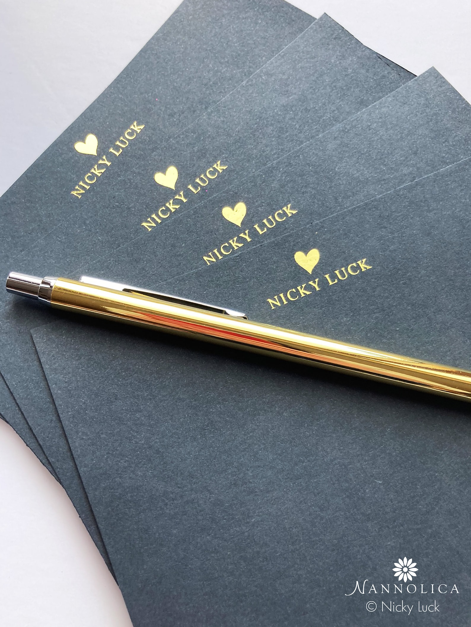 Personalised Gold Note Cards, Gold Foil Notecard Set, Monogram ...
