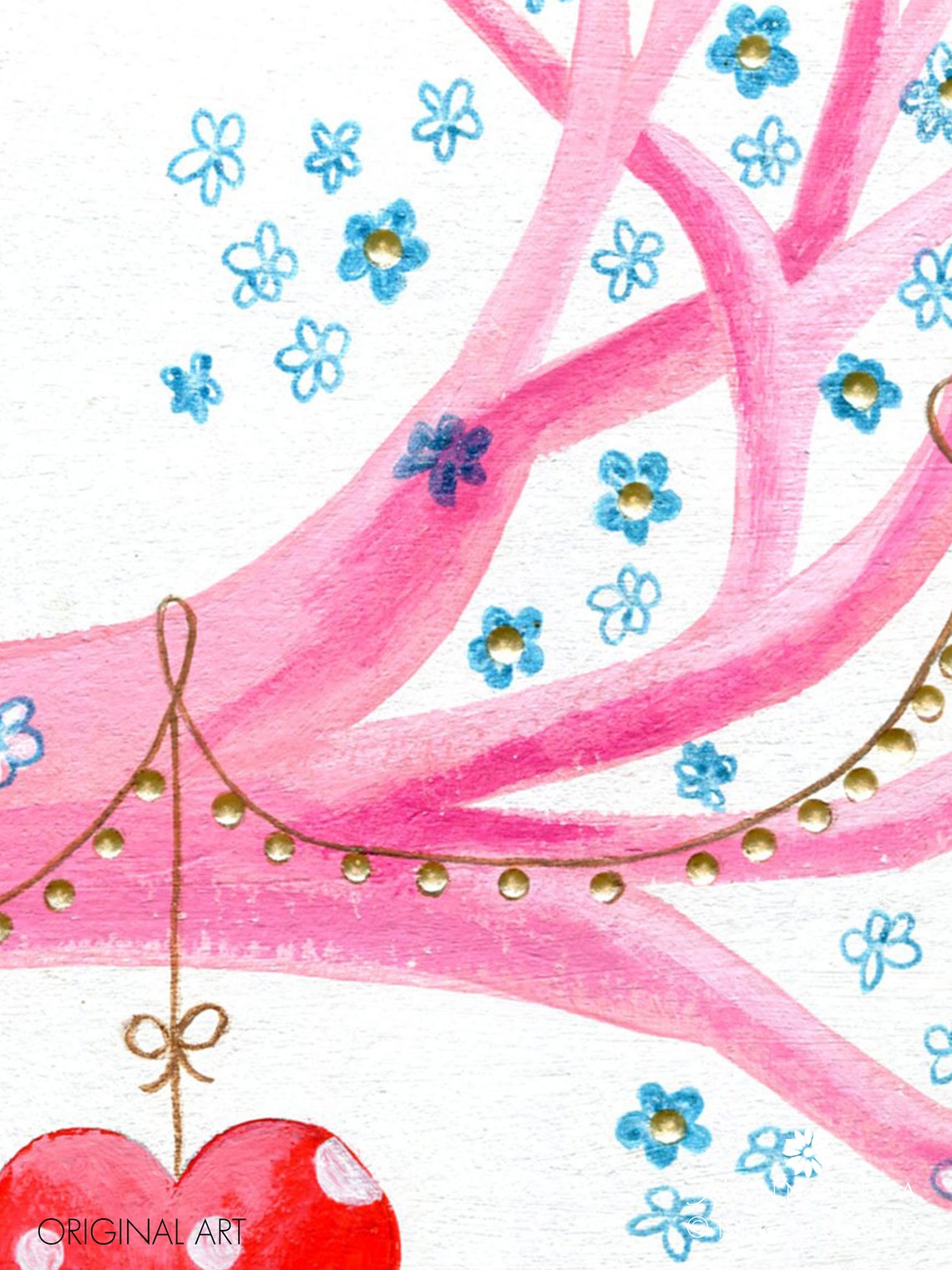 Pink Tree Painting Original Painting Original Art Blossom | Etsy