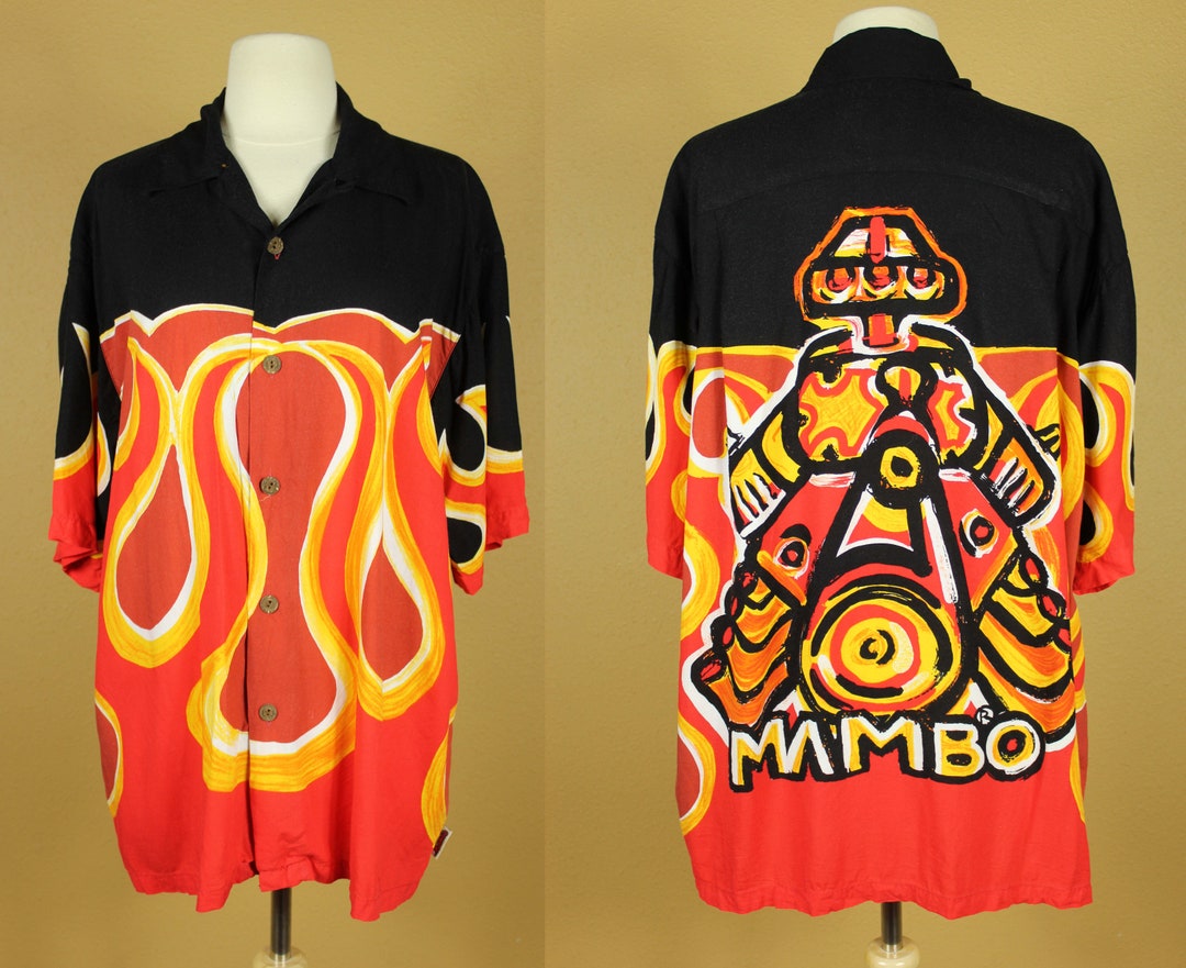 RARE MAMBO Loud Shirt 90s Mambo Shirt FLAMES Shirt Motorcycle Shirt ...