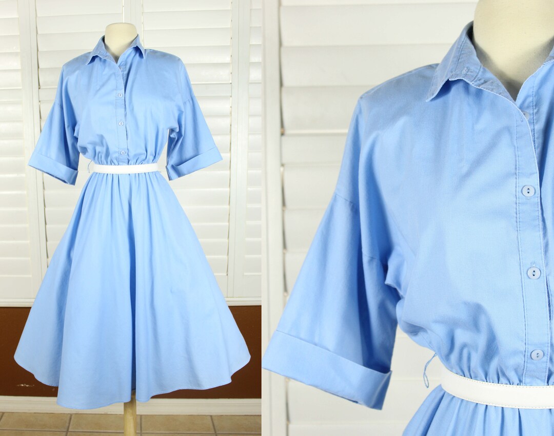 Vintage American Shirt Dress 80s Does 50s MOD Dress Day Dress ...