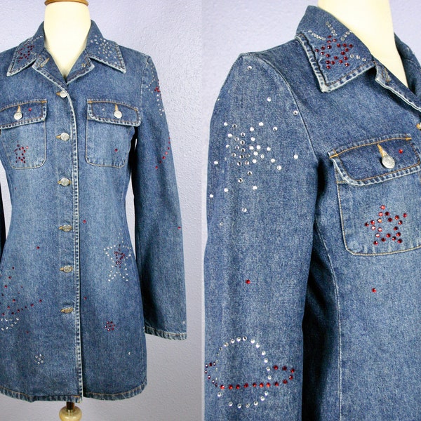Rhinestone Denim Dress - Etsy