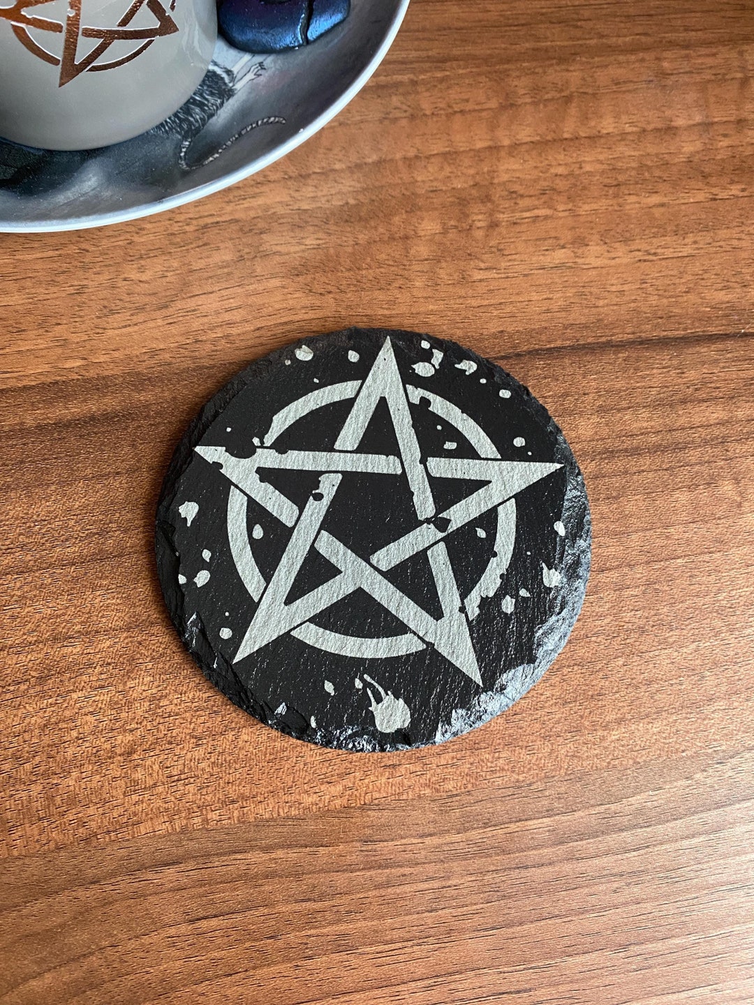 Slate Coaster Pentagram/pentacle Laser Engraved - Gothic Decor - Etsy